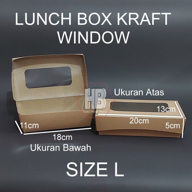 Jual [100 Pcs] PAPER LUNCH BOX KRAFT L WINDOW / LUNCH BOX KRAFT JENDELA ...