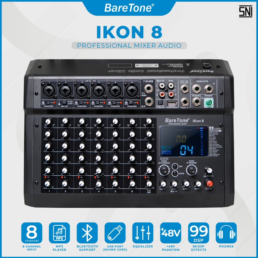 Jual Mixer Audio BareTone IKON 8 - Professional MIxer 8 channel ...