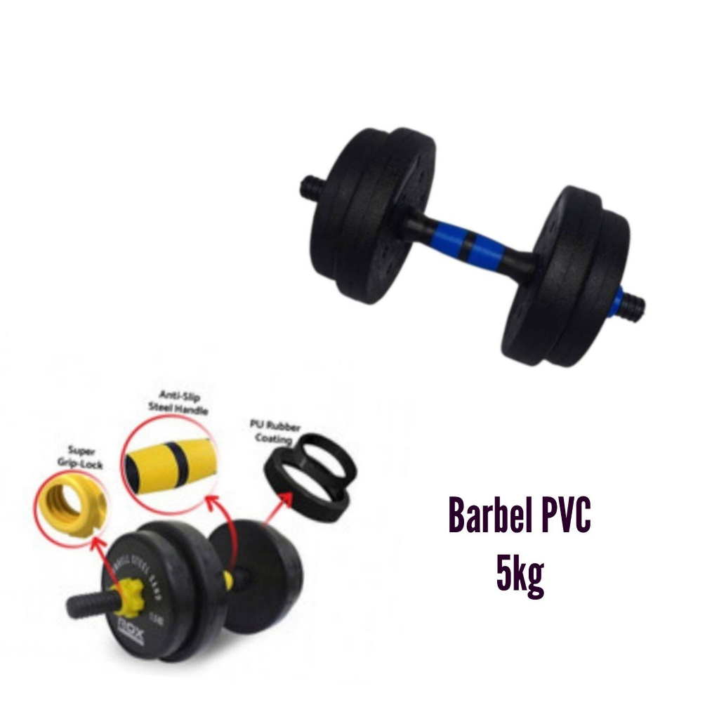 Jual Barbel PVC / Barbel Set PVC 5kg ( Bisa tambah piringan/bongkar ...