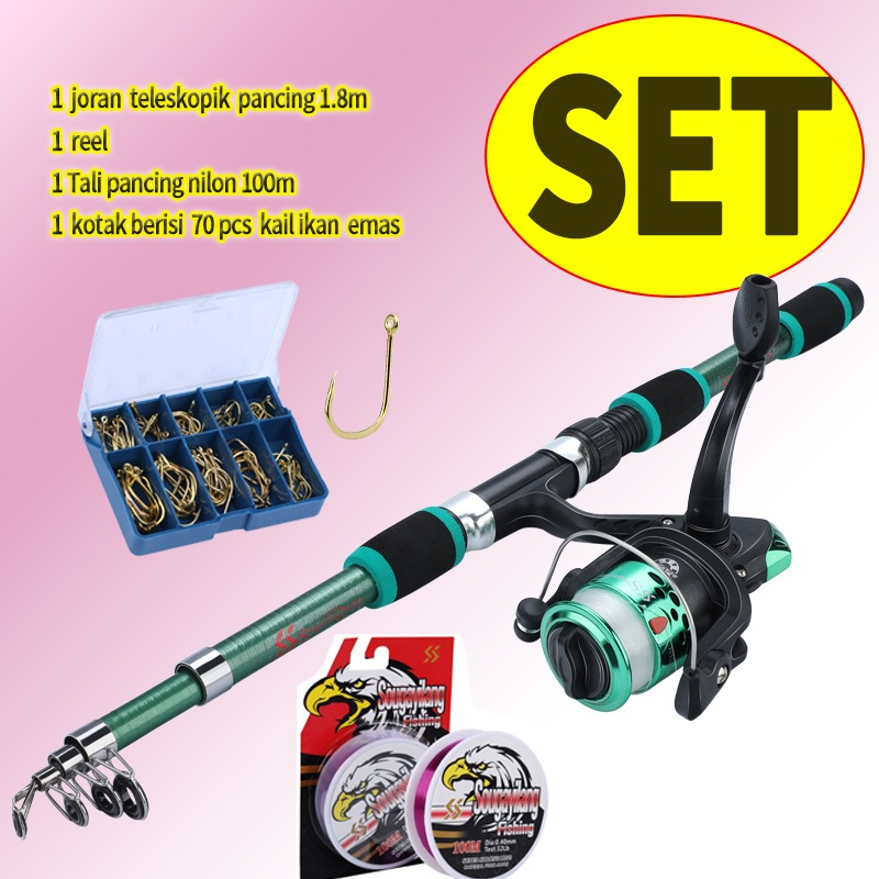 Jual Set Pancing Murah 180cm 1 SET Joran Pancing Murah lengkap siap ...
