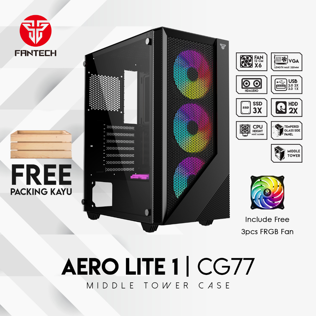 Jual Fantech AERO CG77 Tempered Glass Casing Komputer PC Gaming Case ...