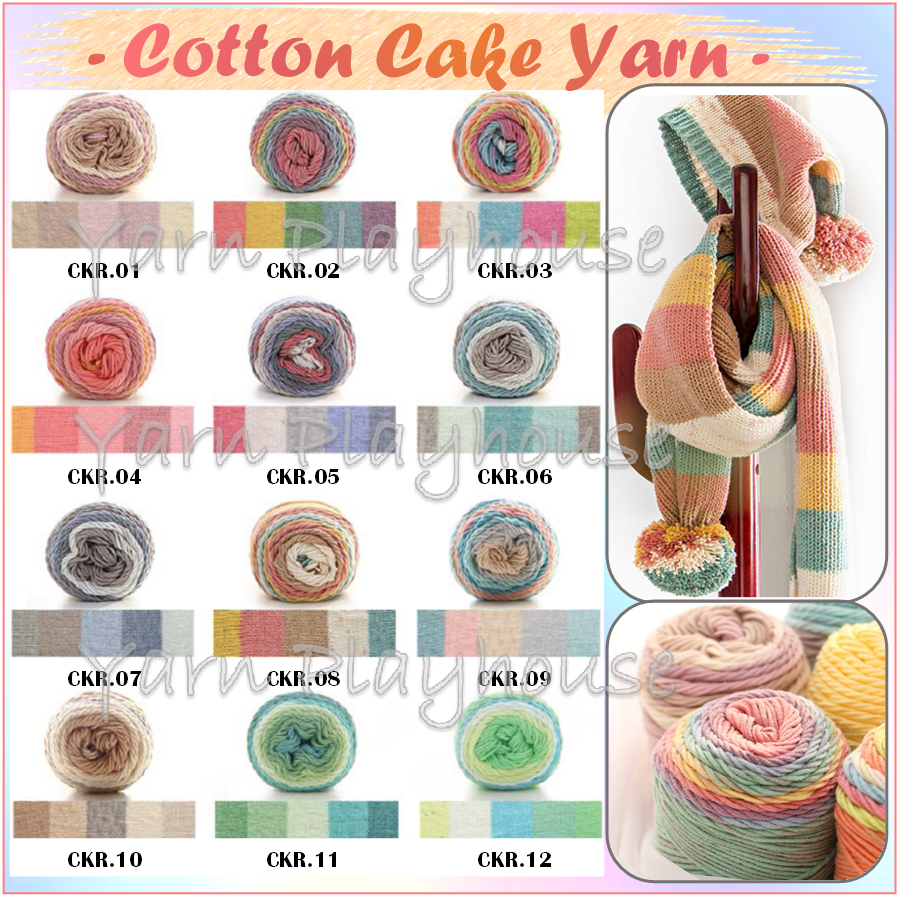 Jual Benang rajut cotton cake yarn rainbow cake yarn katun susu pelangi ...
