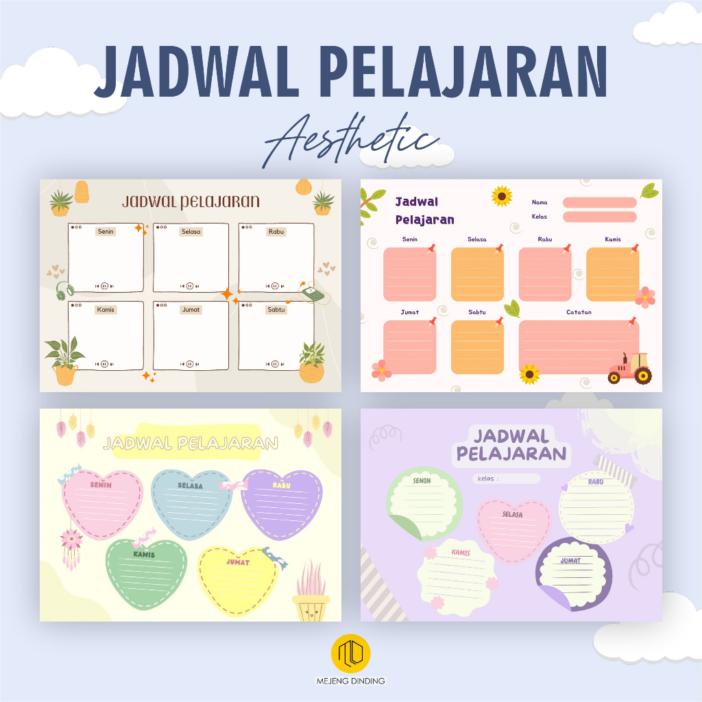 Jual JADWAL PELAJARAN CUSTOM / POSTER PELAJARAN/ MOTIF AESTHETIC A / Poster Edukasi JADWAL ...