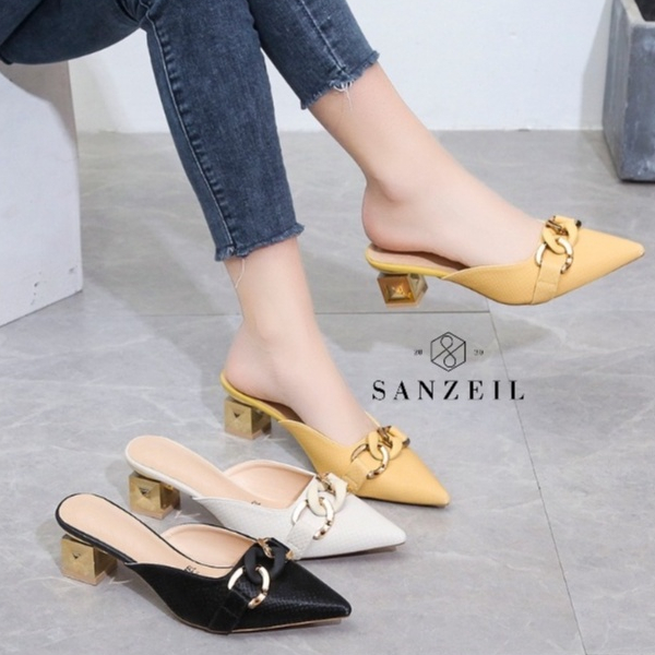 Jual Sepatu Wanita Mules Heels Pendek GO119 Sandal Trend | Shopee Indonesia