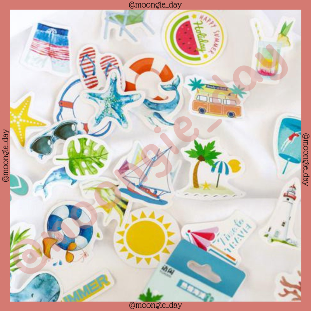 Jual 45 PCS/BOX STIKER KERTAS TEMA PANTAI MUSIM LIBURAN HOLIDAY BEACH ...