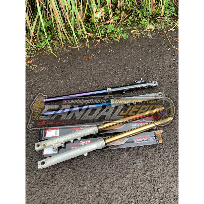 Jual SHOCK DEPAN NINJA SERPICO ORIGINAL SET AS GOLD DAN BLUE INNER ...