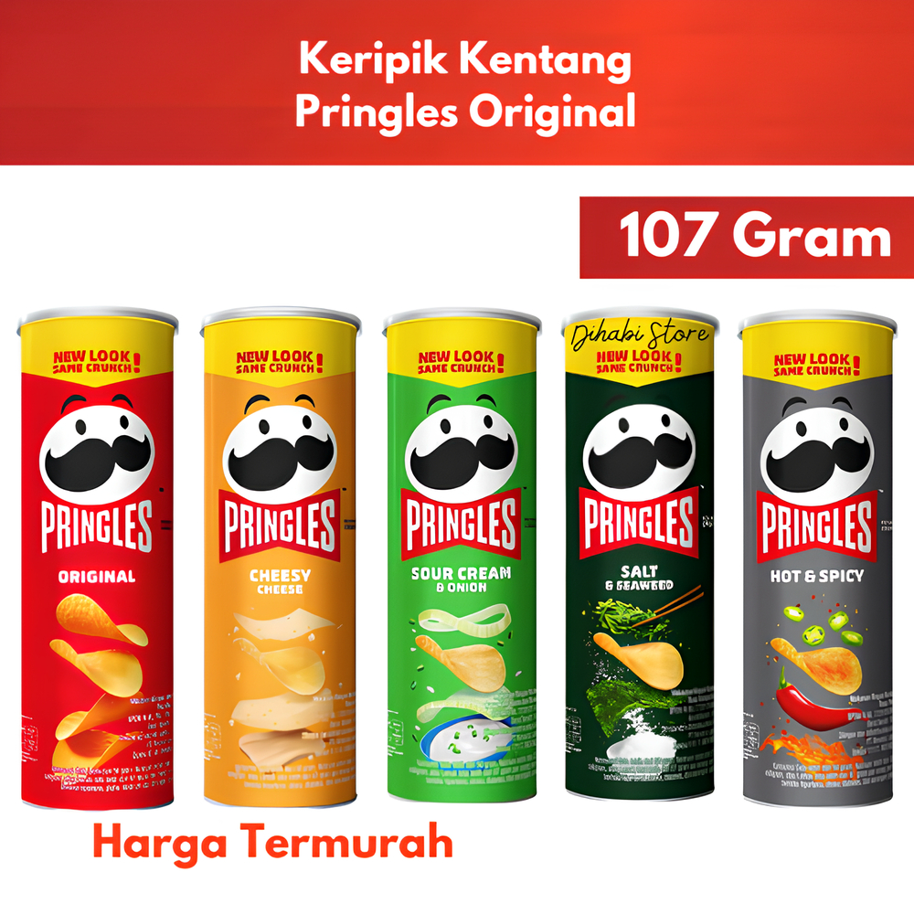 Jual Pringles Potato Crisps 107 Gram Original , Cheesy Cheese , Sour ...