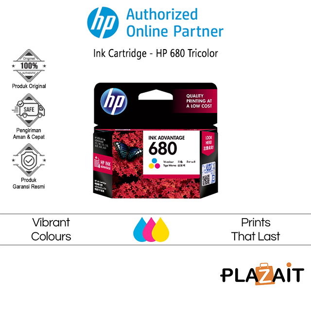 Jual HP Ink Cartridge - 680 Tri-Color F6V26AA Original & Baru | Shopee ...