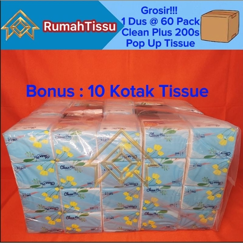 Jual [1 Ball @ 60 Pack] Tisu Pop Up Clean Plus 200 Sheets 2 Ply Free 10 ...