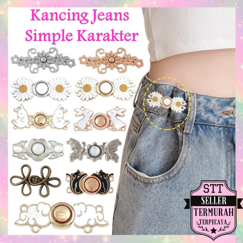 Jual STT Kancing Jeans Simple Karakter Kait Pengecil Lingkar Pinggang ...