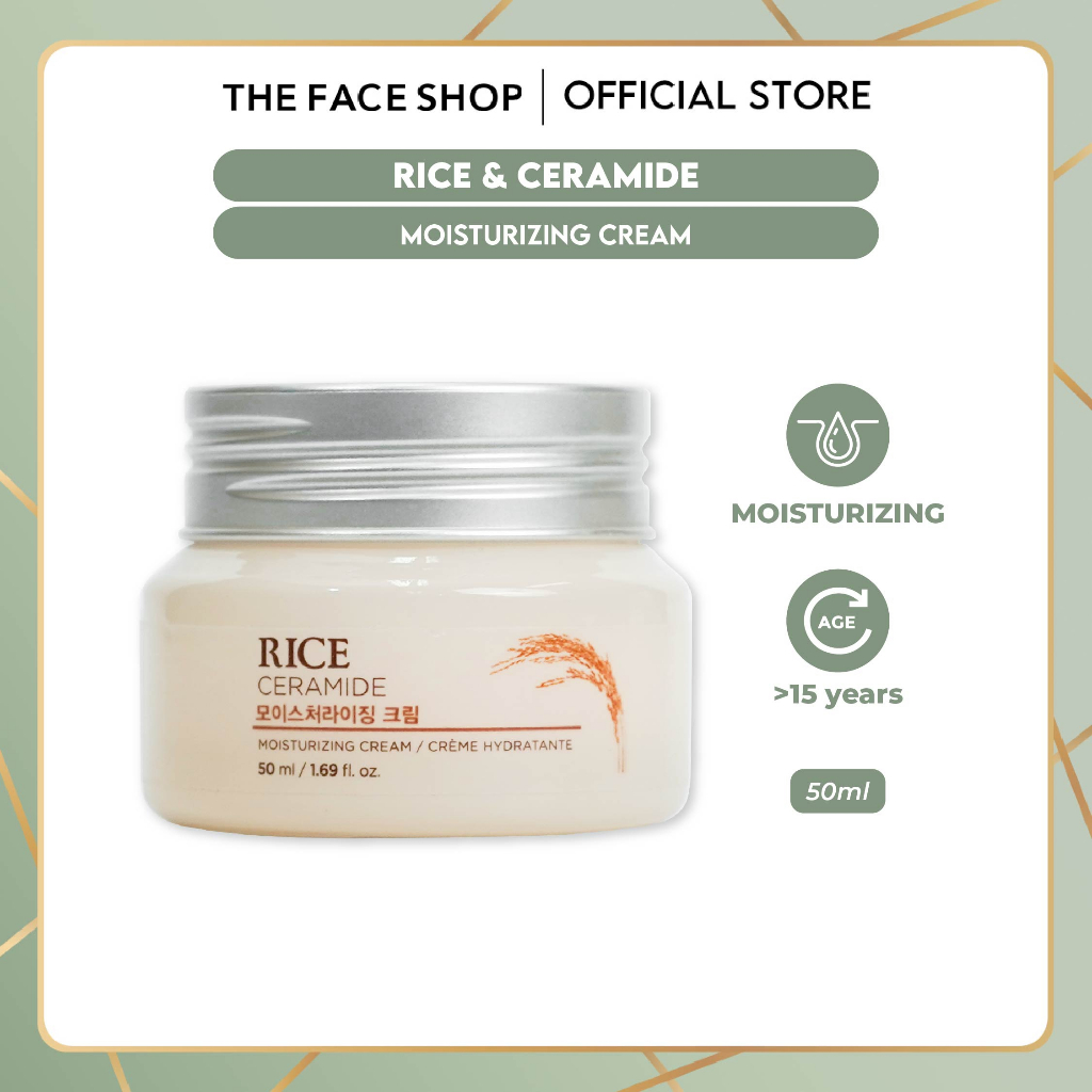 Jual The Face Shop Rice & Ceramide Moisturizing Cream 50ml | Shopee ...