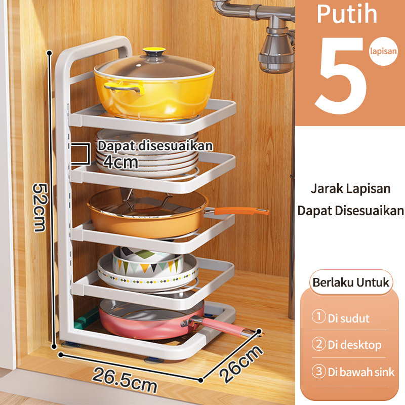 Jual Rak Panci Dapur Multifungsi Rak Lauk Kompor Sudut Wastafel Kabinet ...