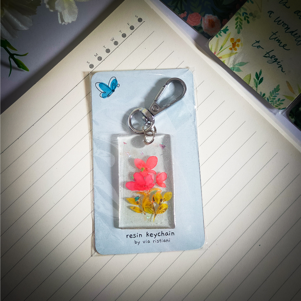 Jual Grosir Gantungan Kunci/Keychain Resin Transparant Bunga Floral ...