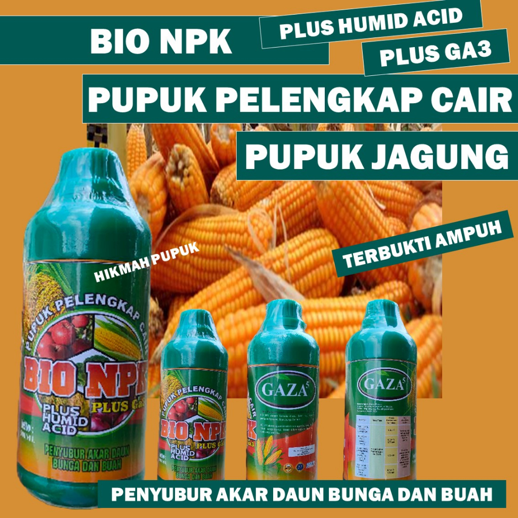 Jual Pupuk NPK Plus Ga3 dan Humid Acid Pelebat Jagung Terbaik BIO NPK Isi 500 ML, Pupuk Organik ...