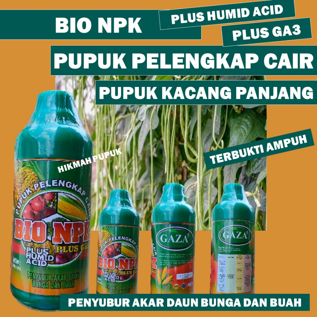 Jual Pupuk NPK Plus Ga3 dan Humid Acid Pelebat Kacang Panjang Terbaik BIO NPK Isi 500 ML, Pupuk ...