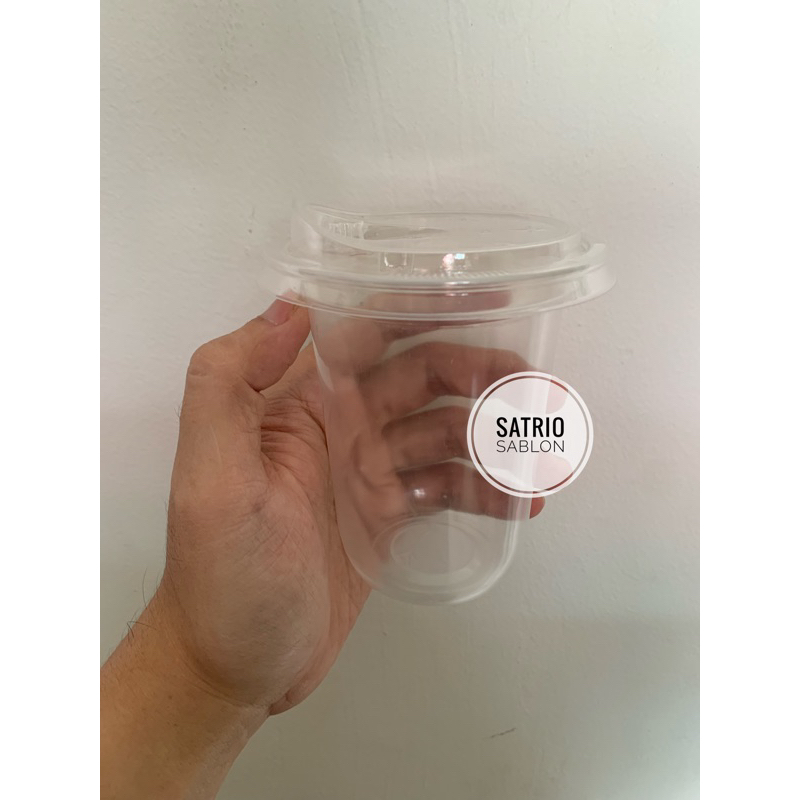 Jual (Harga per slop : 50 pcs) Gelas Plastik dan Tutup Strawless ...