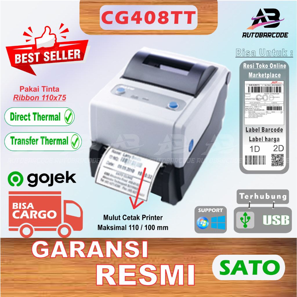 Jual SATO CG408TT Printer Barcode Industrial Usb Transfer Stiker Harga ...