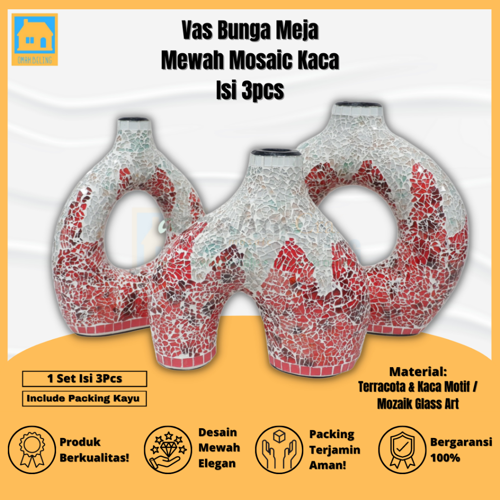 Jual Vas Bunga Mozaik Aesthetic Keramik Dekorasi Meja Tamu Ruang Makan ...
