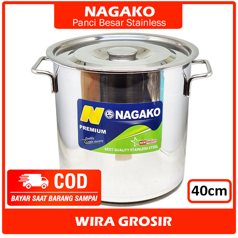 Jual Nagako Panci Besar Stainless + Tutup 50 Liter 40cm | Panci Masak ...