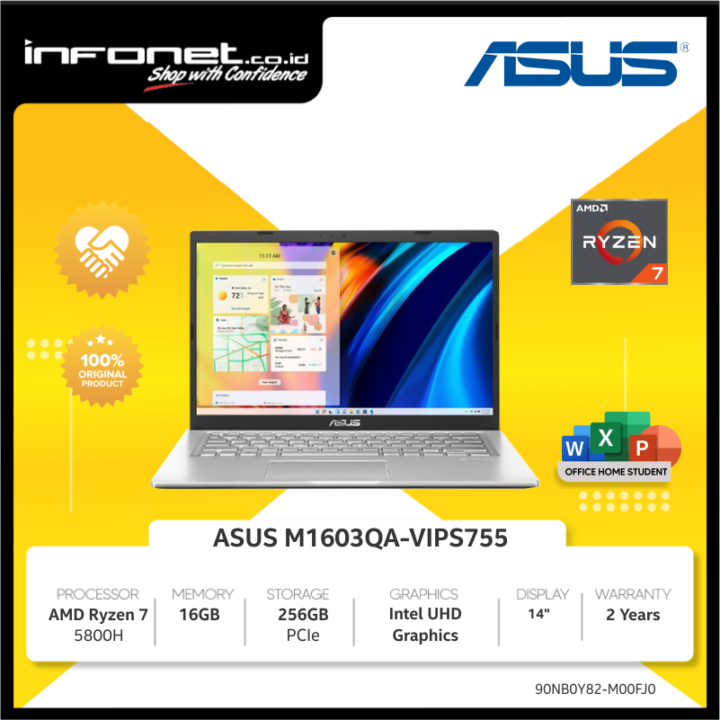 Jual ASUS M1603QA-VIPS755 RYZEN 7 5800H 16GB 512GB PCIe 16 W11 OHS21 ...
