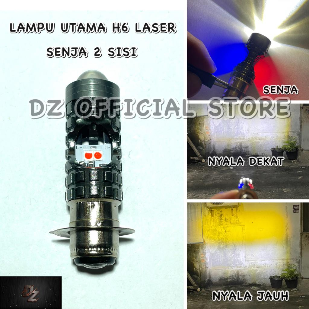 Jual Lampu Utama H6 Led laser Jauh Dekat High Low Senja 2 Sisi Biru - Merah / Lampu Led Motor h6 ...