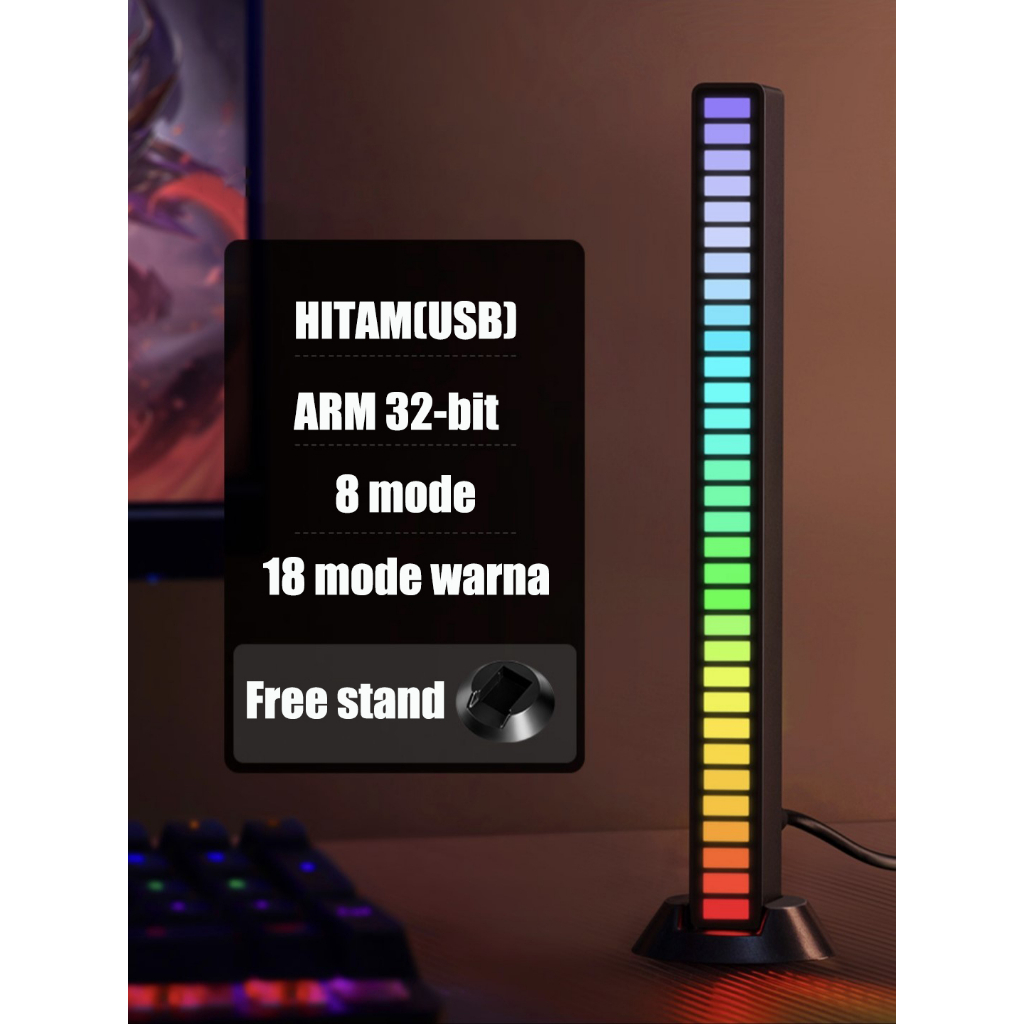 Jual Lampu Musik LED RGB Bar Strip Spectrum Sound Control Atmosphere Light Music level light ...
