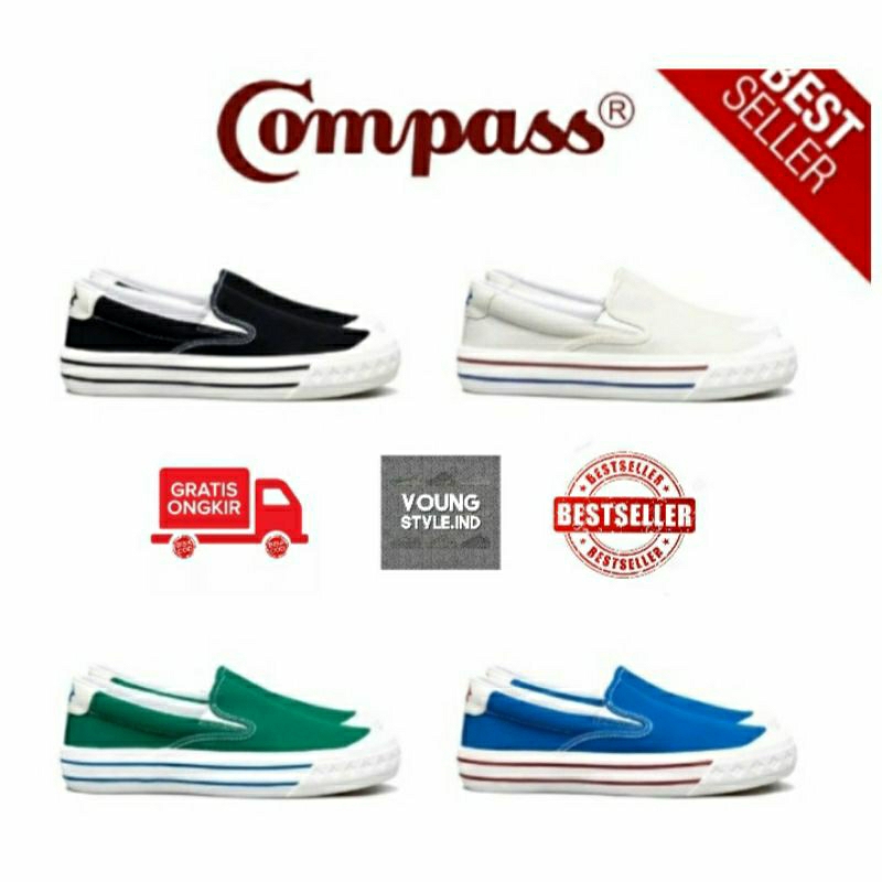 Jual Sepatu Compass Retrograde Slip-On ( 100% Orginal ) | Shopee Indonesia