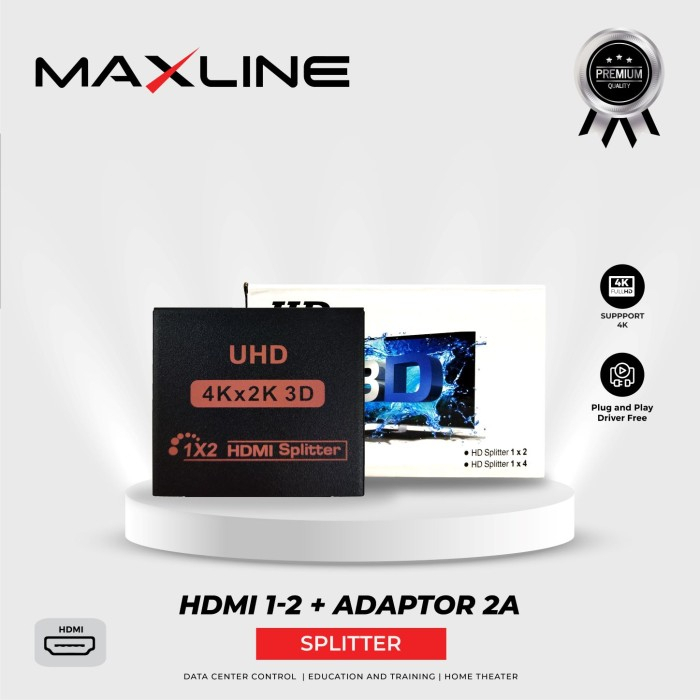 Jual Splitter HDMI 1-2 MaxLine 4K UHD + Adaptor | Shopee Indonesia