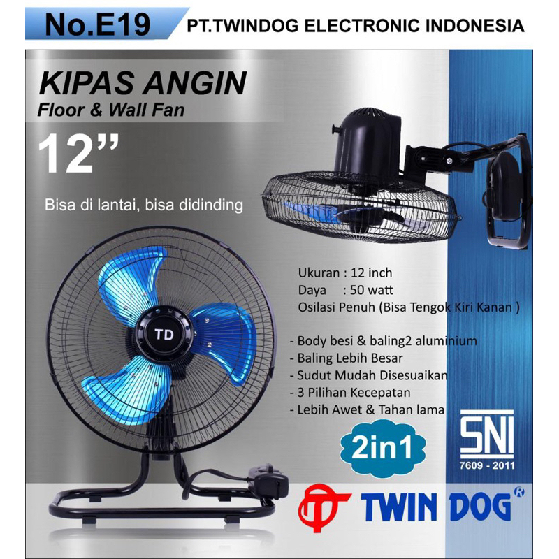 Jual kipas TD besi 12in TORNADO 12 Inch TD Floor & Wall Fan Kipas Lantai & Kipas Dinding 2in1 TD ...