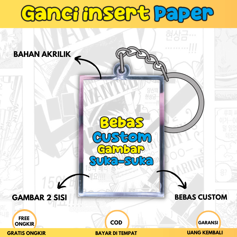Jual [Bebas Custom] Gantungan kunci akrilik insert paper gambar custom ...