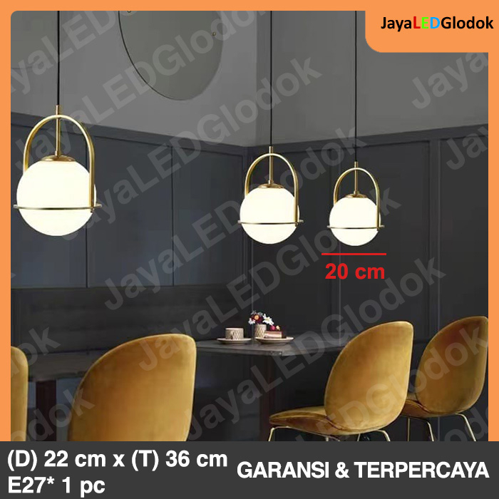 Jual Lampu Gantung Minimalis Ruang Makan Tamu Modern Mini Bar Cafe Restauran Emas 15 cm 20 cm ...