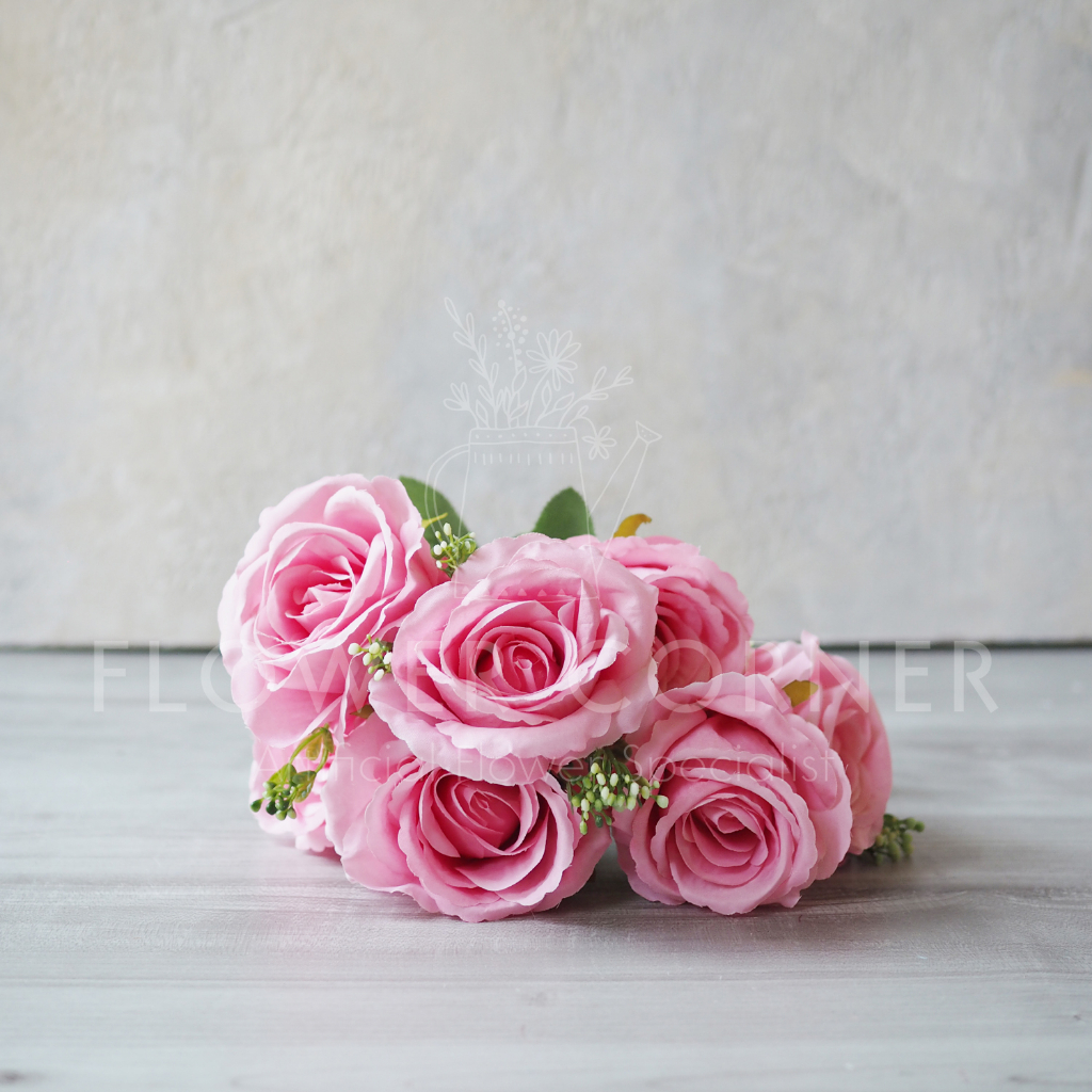 Jual Bunga Artificial Blooming Rose 7 Kuntum Mawar Baby Breath (B22196 ...