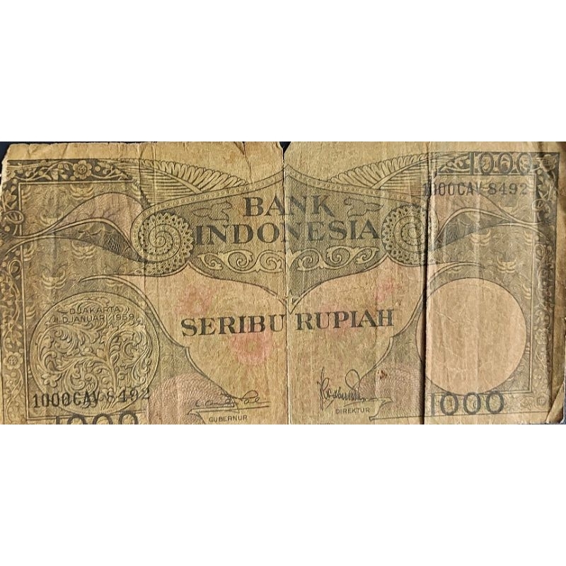 Jual Uang Kuno Indonesia Series Bunga 1000 rupiah tahun 1959 Agak ...
