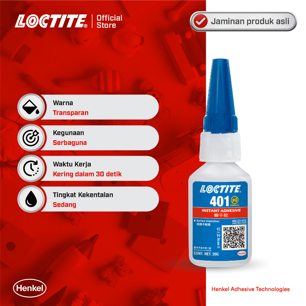 Jual Henkel LOCTITE 401 Instant Adhesives Surface Insensitive - 20 gr ...