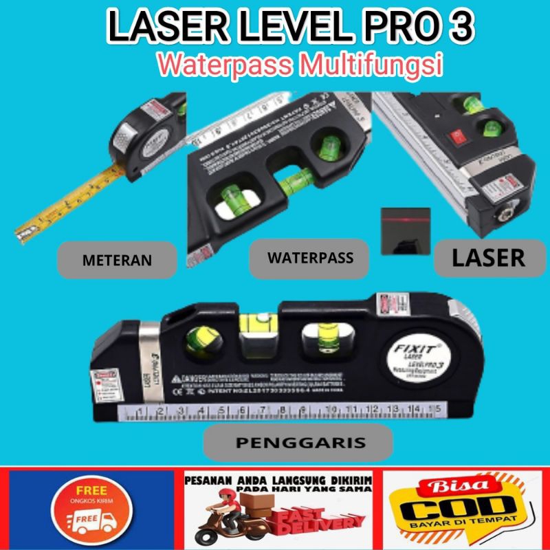 Jual Laser Meteran Penggaris Waterpass Alat Ukur Akurat Garis Lurus ...