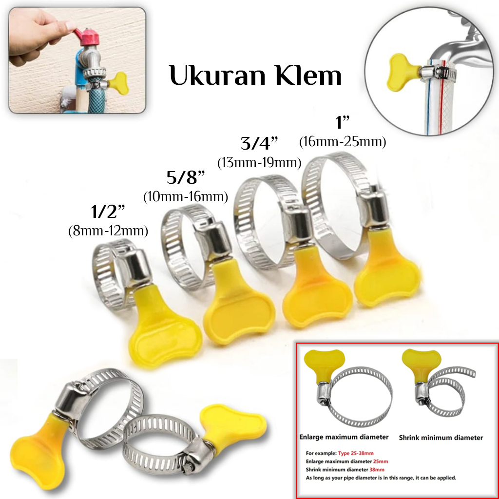 Jual 1/2 " Stainless Klem Selang Kuping / Hose Clamp 1/2" with Handle ...