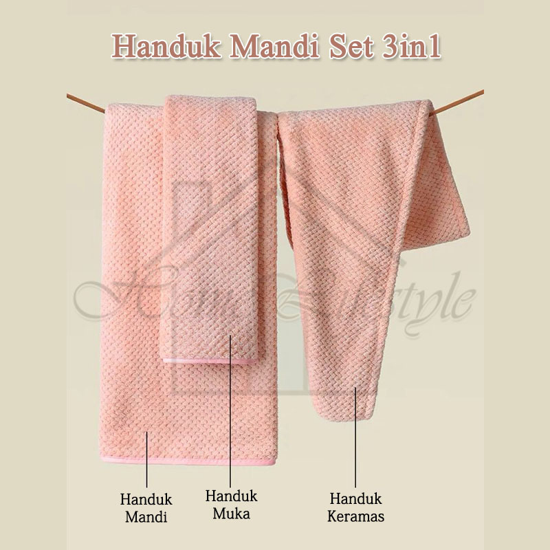 Jual HANDUK SET 3 IN 1 / HANDUK MANDI / HANDUK MUKA / HANDUK KERAMAS ...