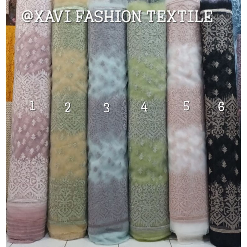 Jual Kain Organza Embroidery Etnik Sumba || Harga Per Setengah Meter ...