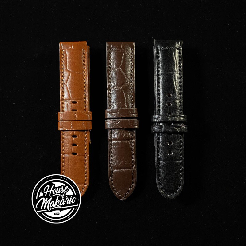 Jual Strap Tali Kalep Jam Tangan Kulit motif croco gelap ukuran 18 20 ...
