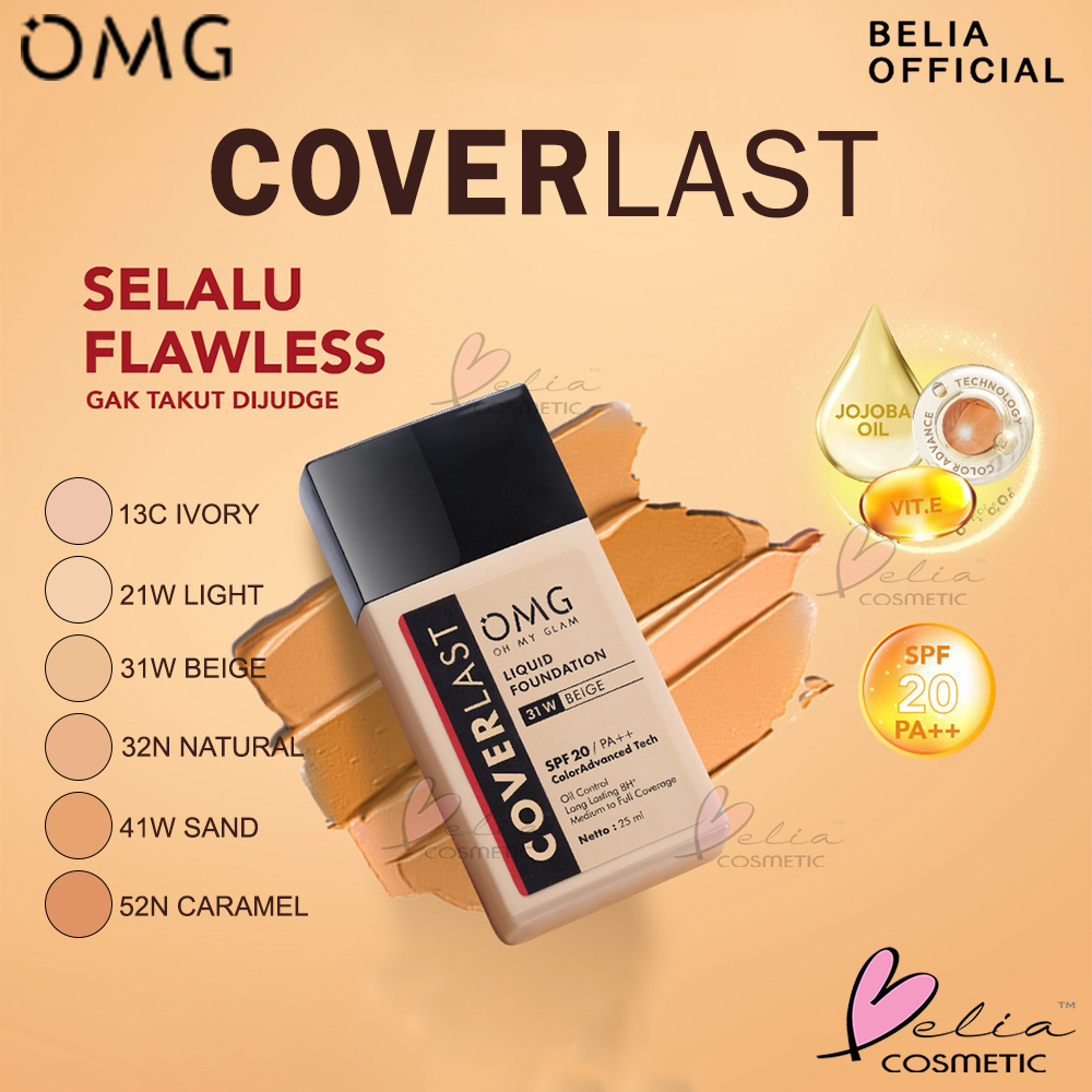Jual BELIA OMG CoverLast Liquid Foundation Alas Bedak | Oh My Glam SPF ...
