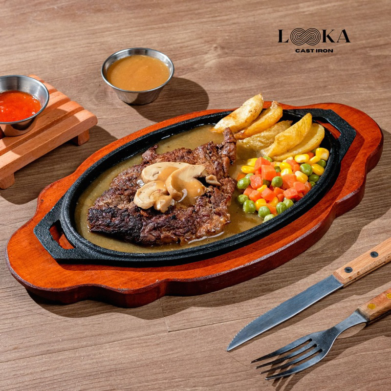 Jual Looka Cast Iron Hotplate Steak / Piring Steak Oval Premium ...