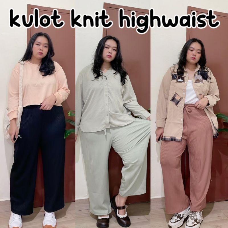 Jual HARU KULOT KNIT HIGHWAIST JUMBO BIG SIZE OVERSIZE | Shopee Indonesia