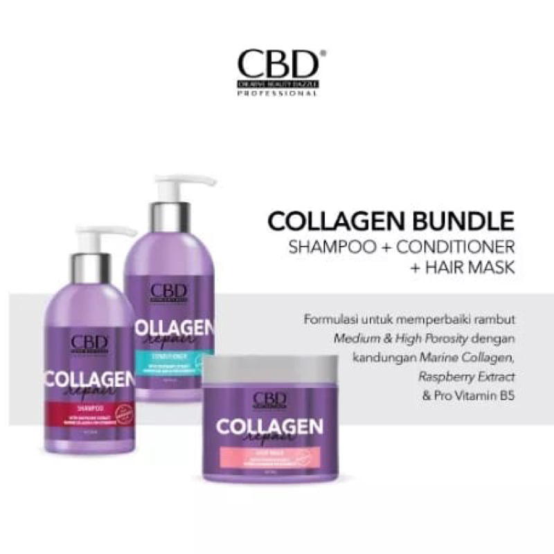 Jual cbd collagen series / shampoo / conditioner / hair mask 500g ...