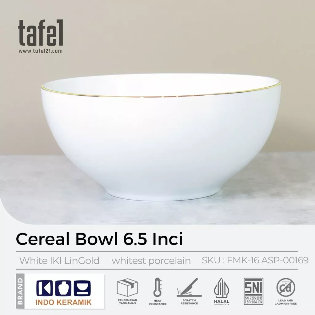 Jual INDO KERAMIK Mangkok Cereal Bowl Bulat Lis emas HORECA 16 cm ...