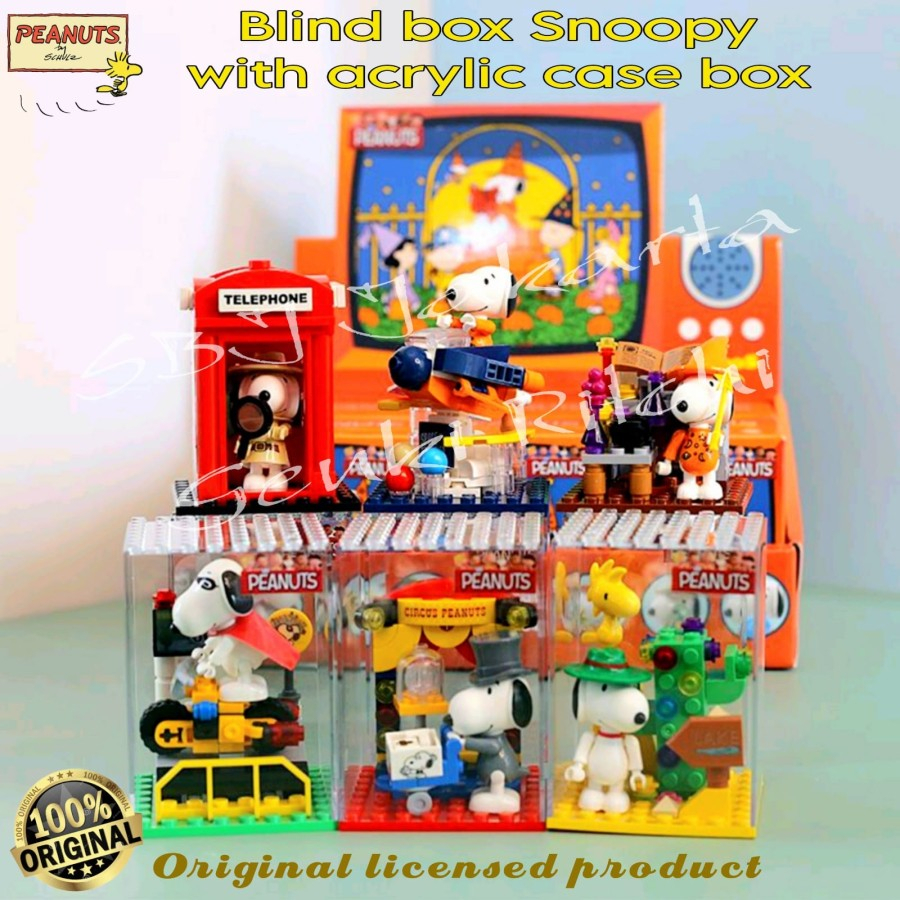 Jual Mainan blok balok DIY brick BLIND BOX SNOOPY original dgn akrilik ...