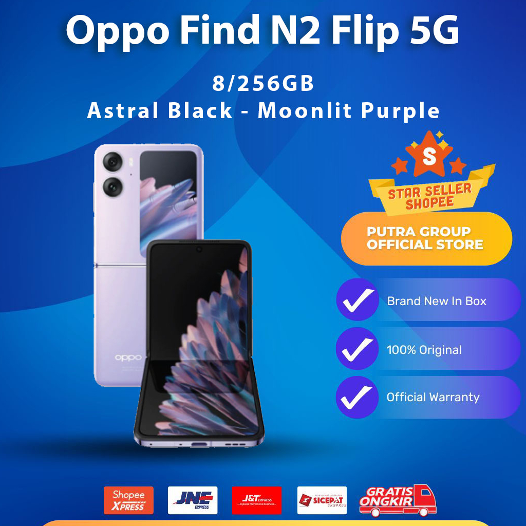 Jual (RESMI) Oppo Find N2 Flip 5G 8/256GB 256 GB Black Moonlit Purple ...