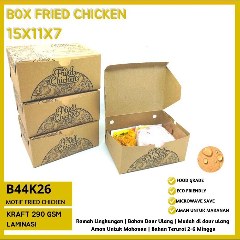 Jual isi 50 box fried chicken laminasi ukuran 15x11x7 / dus ayam ...