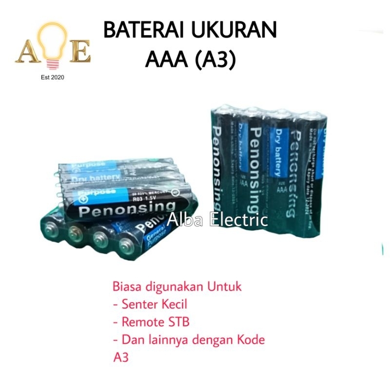 Jual Baterai AAA A3 Penonsing Baterai Jam Dinding Batrai Remote STB ...