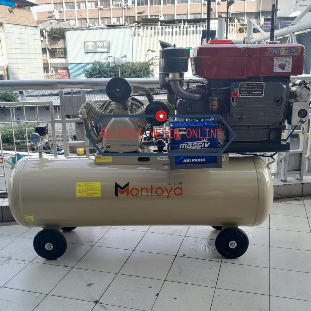 Jual Kompresor 10 Hp High Pressure 12 Bar Montoya + Diesel Dongfeng ...