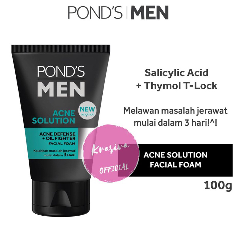 Jual Ponds Men Acne Solution Facial Foam / Acne Clear Oil Control ...